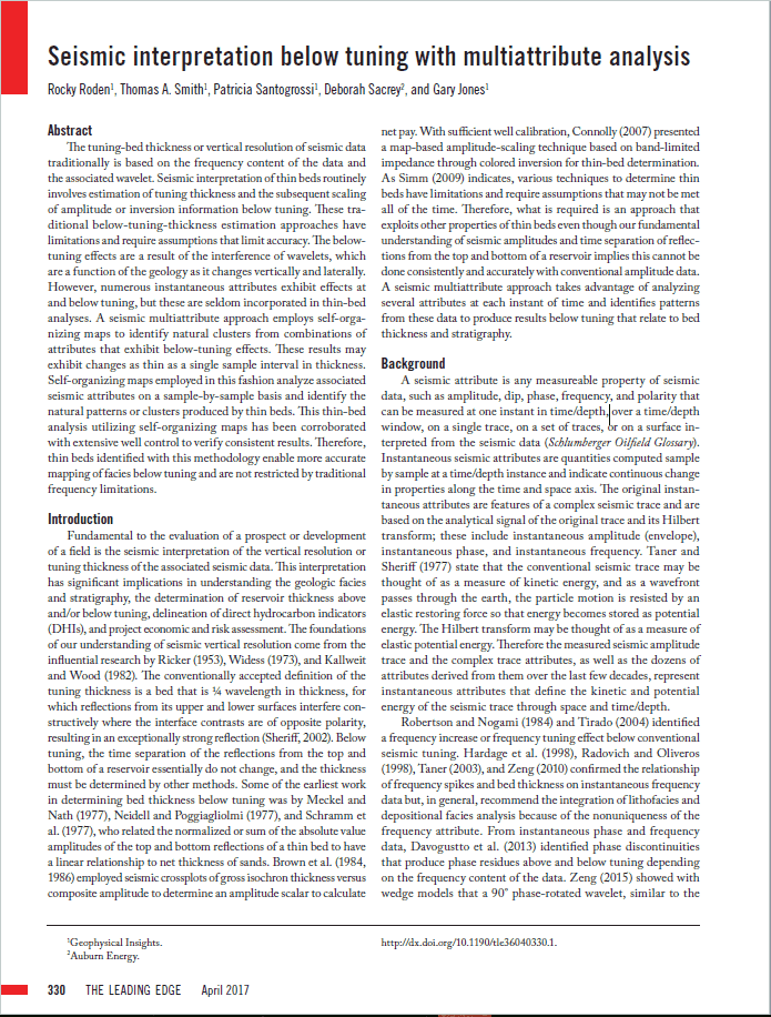Seismic Interpretation Below Tuning with Multiattribute Analysis ...